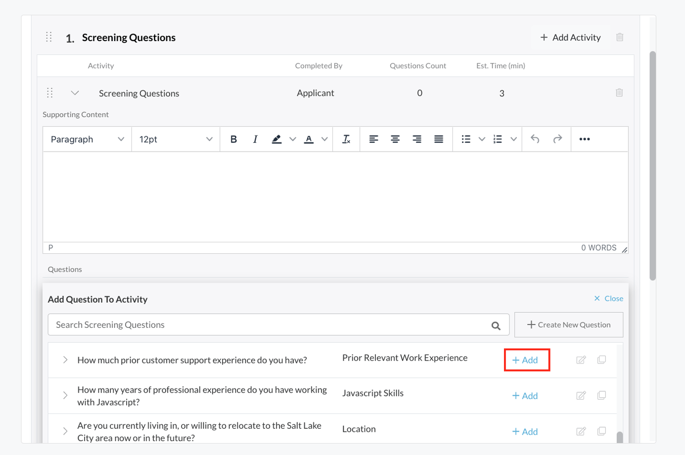 How to Add Screening Questions to a Job Req